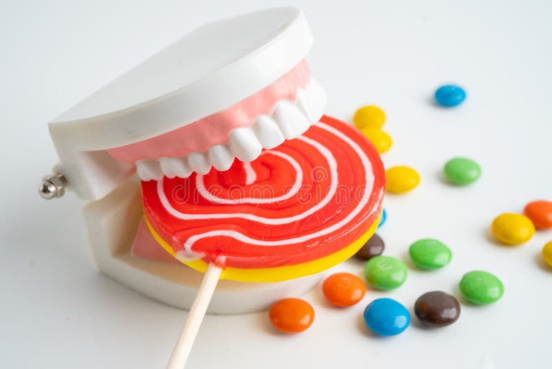Sweet Food and Candy it Cause Tooth Decay and Root Inflammation Stock ...