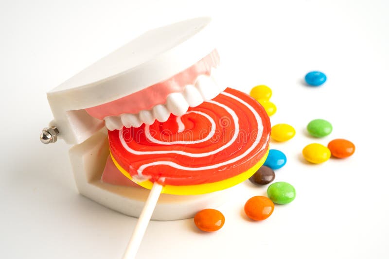 Sweet Food and Candy it Cause Tooth Decay and Root Inflammation Stock ...