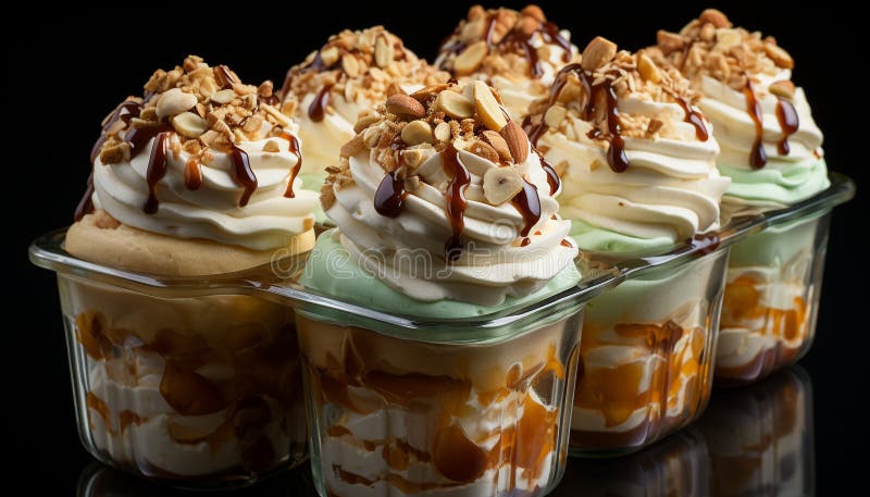 Sweet Food Indulgence Ice Cream Sundae with Whipped Cream and Fruit ...