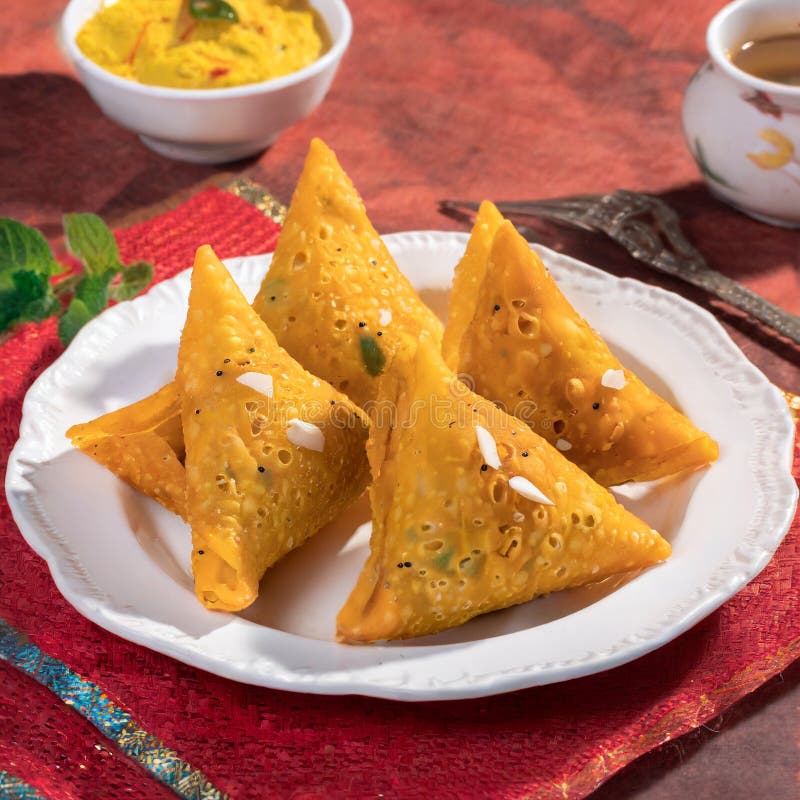 Sweet food Sweet samosa stock illustration. Illustration of lunch ...