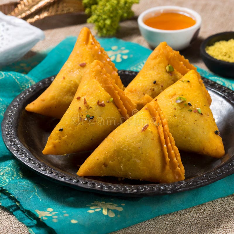 Sweet food Sweet samosa stock illustration. Illustration of pakistani ...