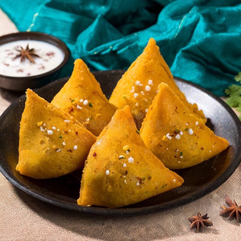Sweet food Sweet samosa stock illustration. Illustration of baked ...