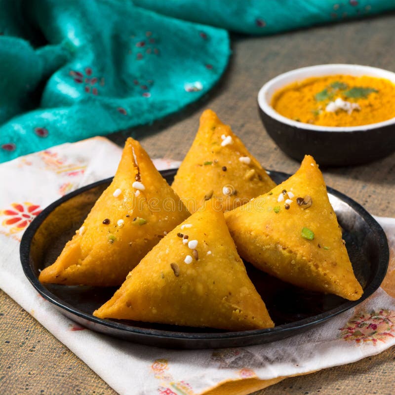 Sweet food Sweet samosa stock illustration. Illustration of asian ...