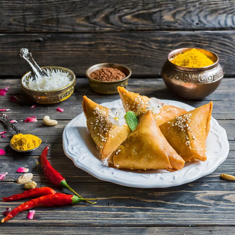 Sweet food Sweet samosa stock illustration. Illustration of ramzan ...