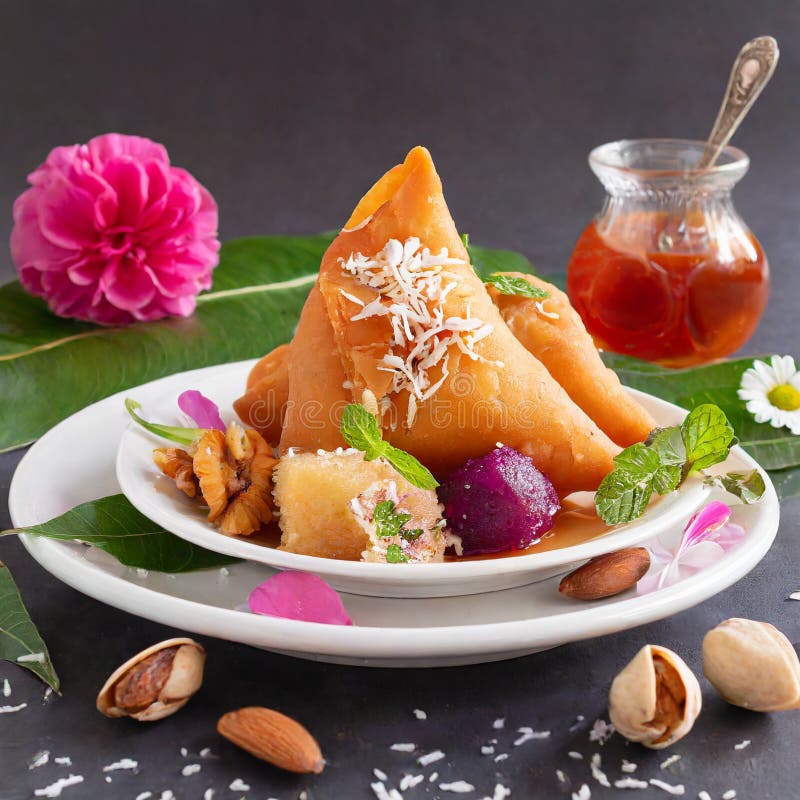 Sweet food Sweet samosa stock illustration. Illustration of diwali ...