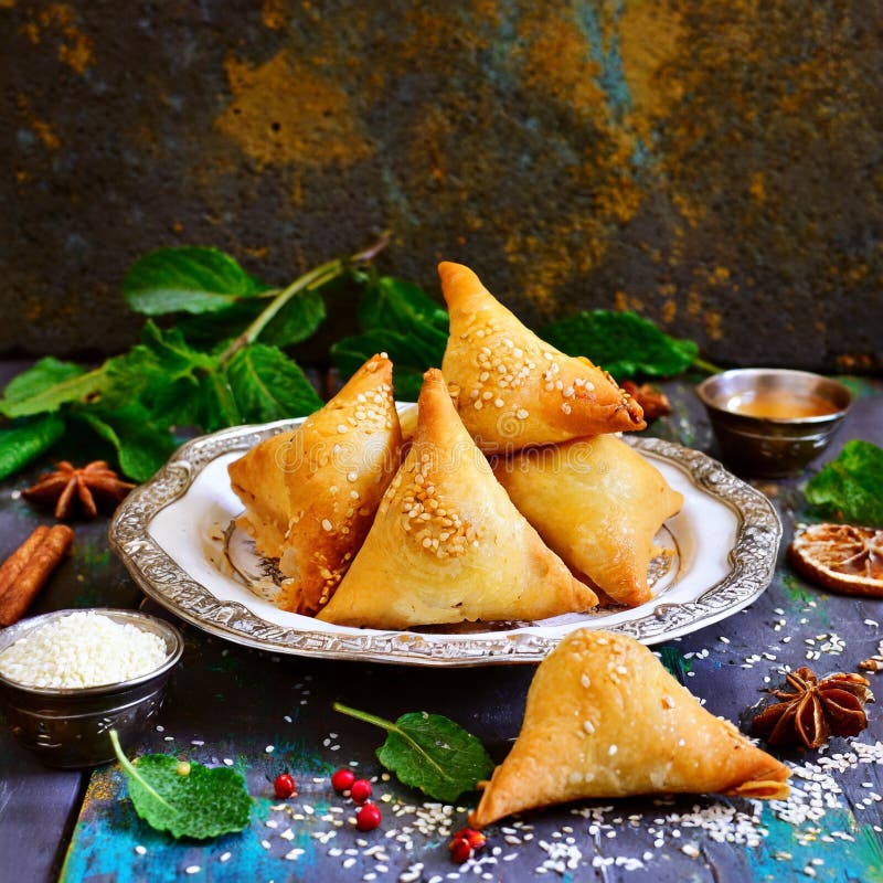 Sweet food Sweet samosa stock illustration. Illustration of ramzan ...