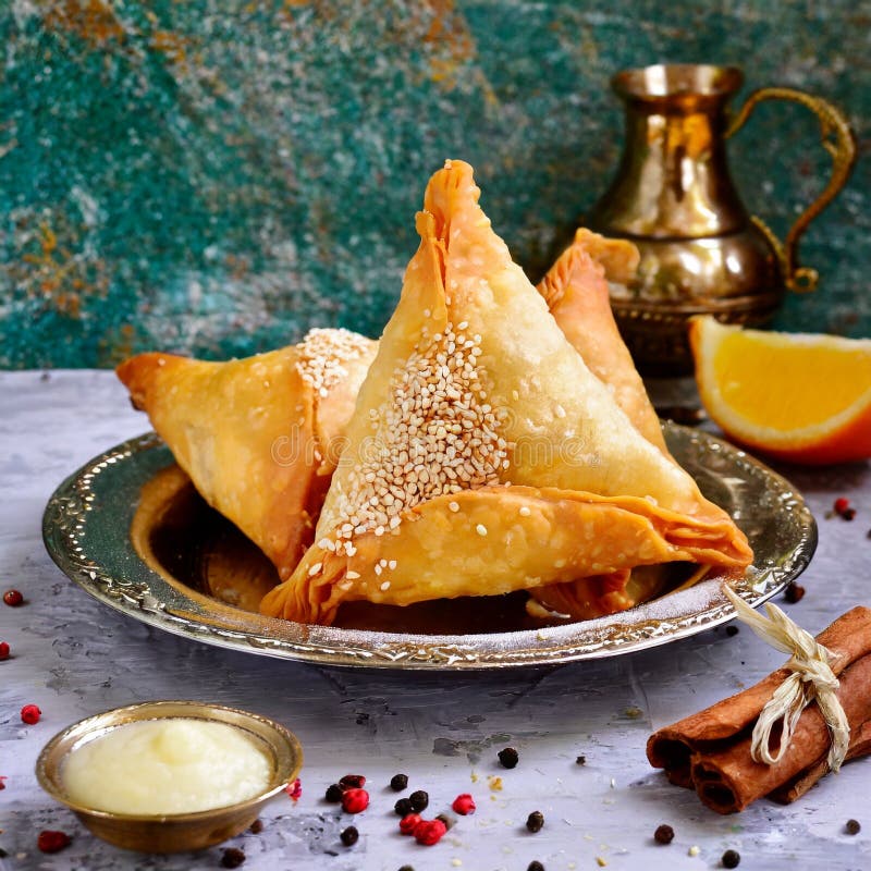 Sweet food Sweet samosa stock illustration. Illustration of aftar ...