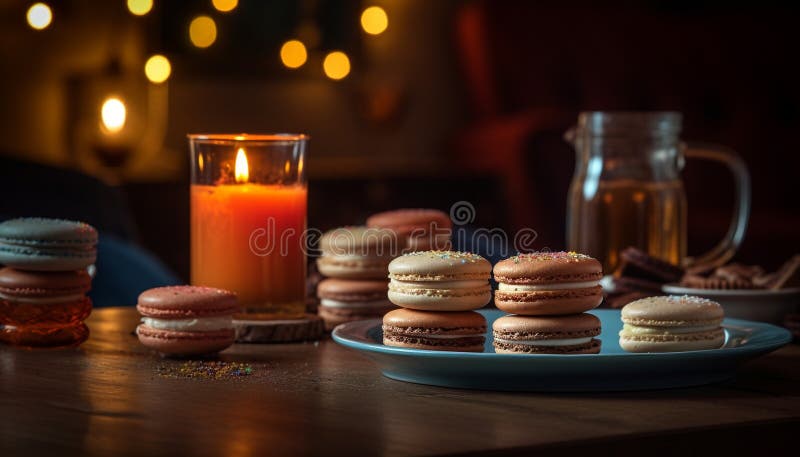 Sweet Food Stack on Rustic Wood Table Generated by AI Stock ...