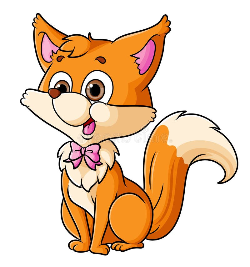 The Sweet Fox is Sitting with the Cute Expression Stock Vector ...