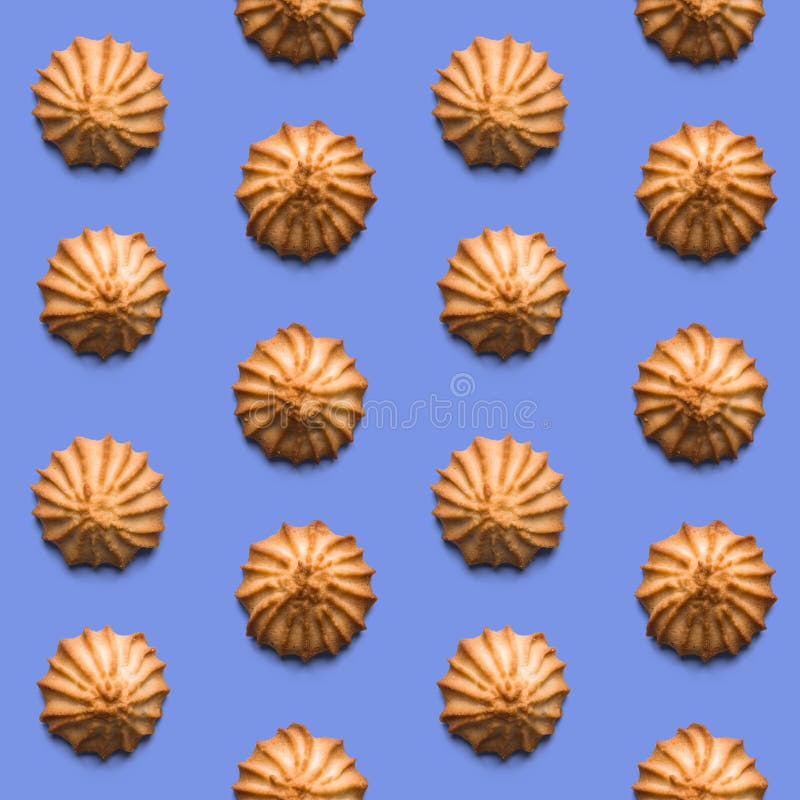 Sweet Fresh Crispy Cookies on Light Violet Background. Seamless Texture ...