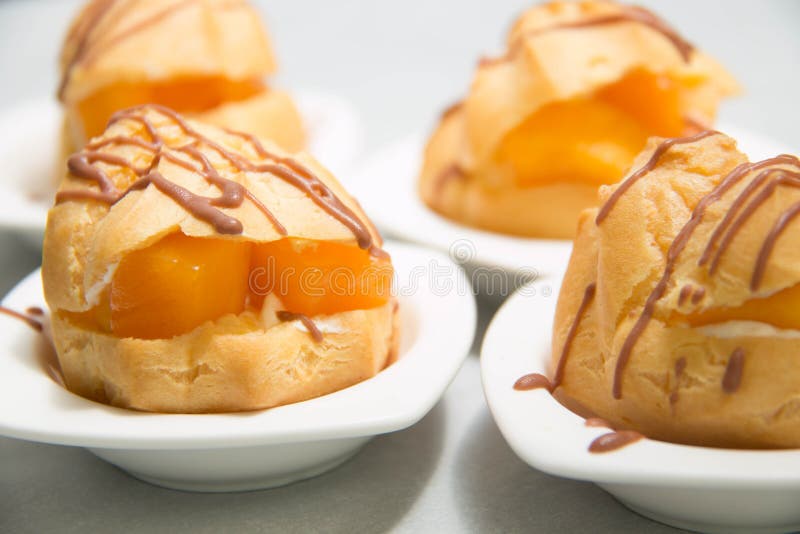 Sweet Fresh Mini Cream Puffs, Profiterole Stock Photo - Image of ...
