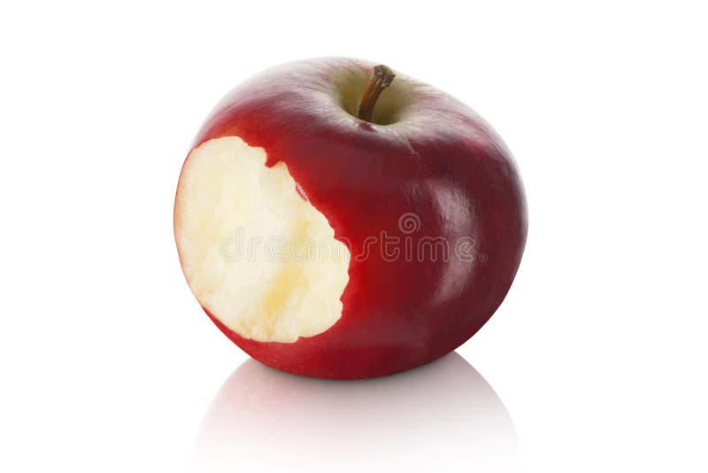 A Delicious Red Apple With A Bite Out Of It Stock Image - Image of ...