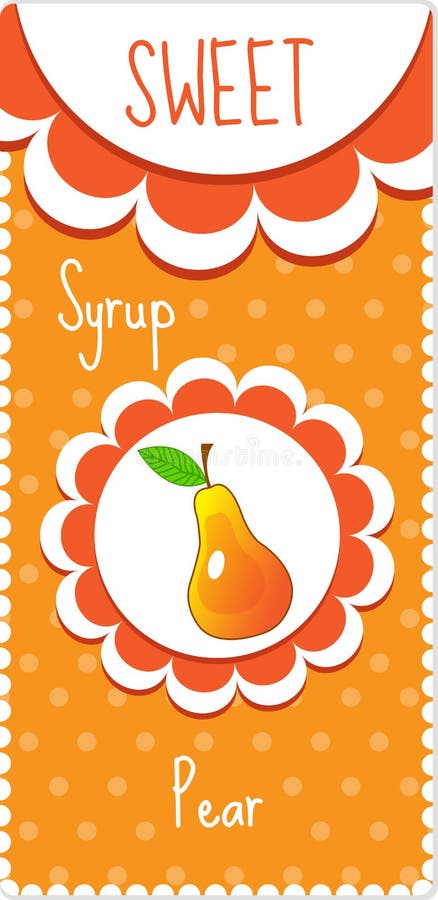 Sweet Fruit Labels for Drinks, Syrup, Jam. Pear Label. Vector ...