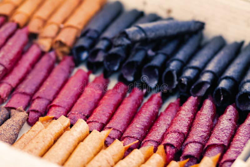 Sweet fruit paste close-up stock image. Image of rollup - 129545921