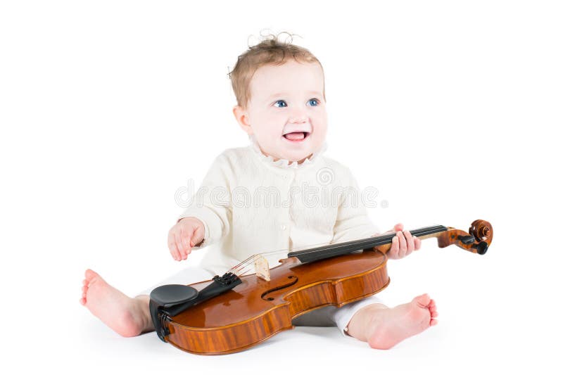 Sweet Funny Baby Playing Violin Stock Image - Image of musician, arts ...