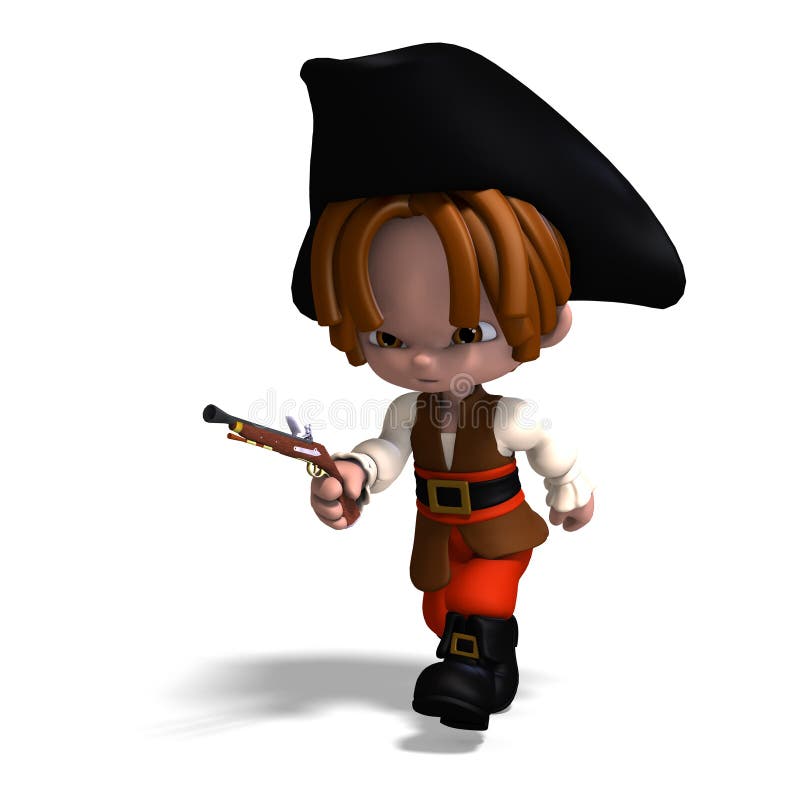 Sweet And Funny Cartoon Pirate With Hat Picture. Image: 15366992