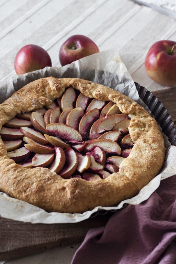 Sweet Galette with Apples and Elderberries Stock Image - Image of ...