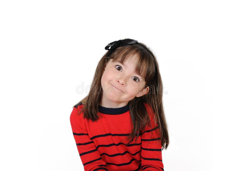 Sweet Girl with Cute Grin. Isolated Stock Photo - Image of feelings ...