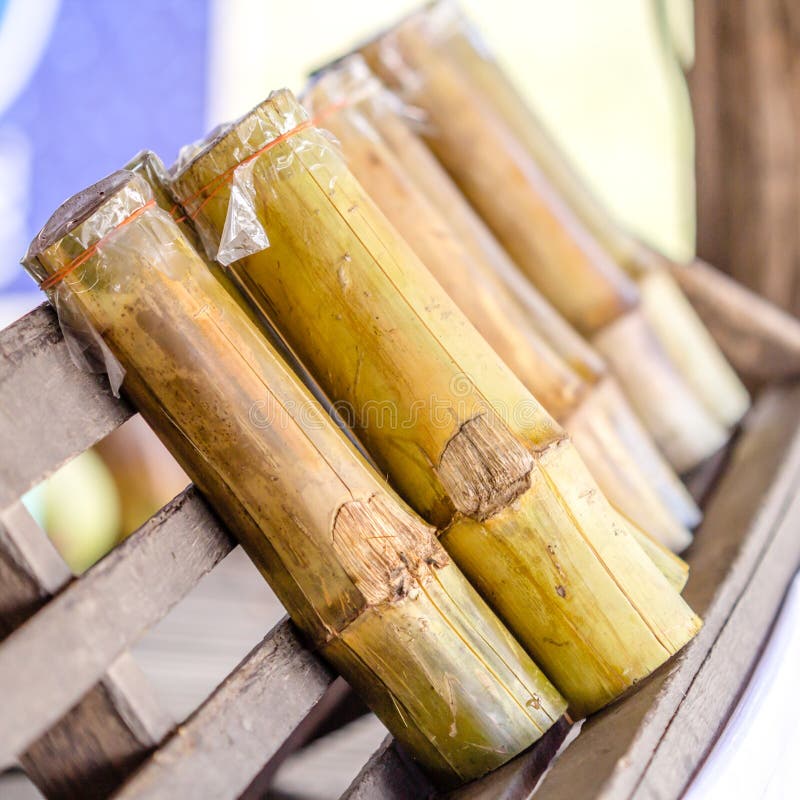 Sweet Glutinous Rice Roasted in Bamboo Stock Image - Image of rice ...