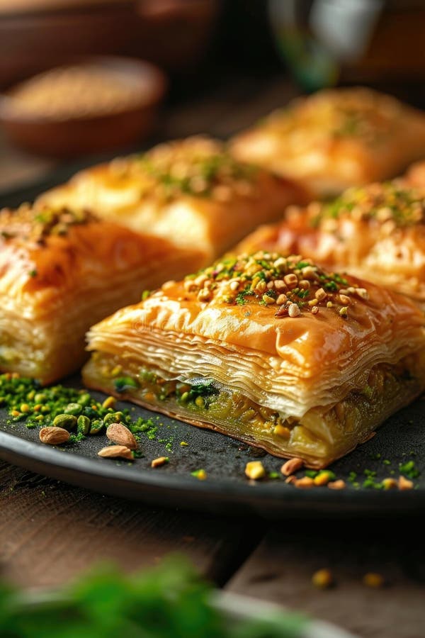 Sweet Golden Praise on the Tray. Oriental Sweets Stock Illustration ...