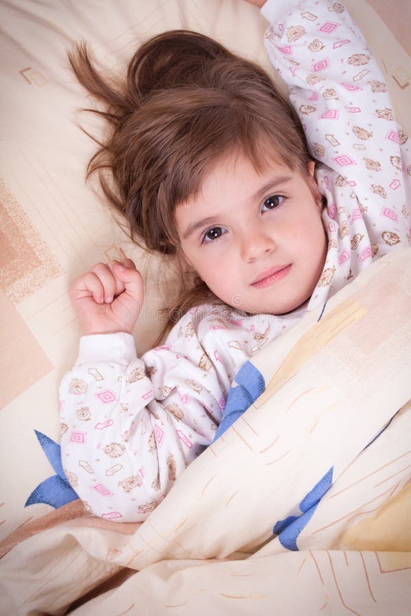Sweet Happy Little Girl Sleeping Stock Photo - Image of innocence ...