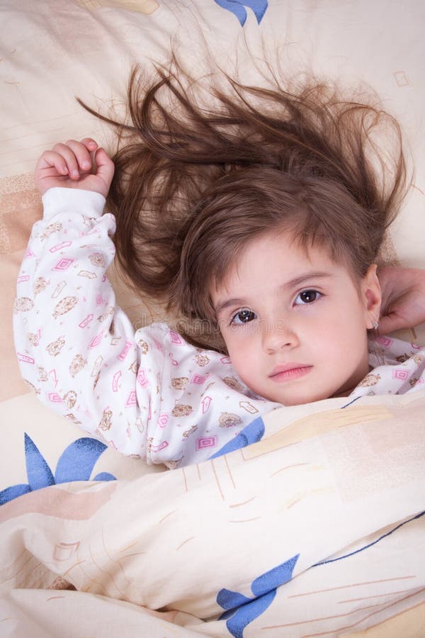 Sweet Happy Little Girl Sleeping Stock Photo - Image of night ...