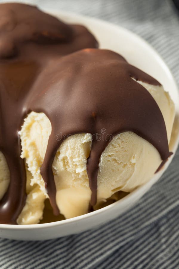 Sweet Hard Chocolate Shell Ice Cream Sundae Stock Image - Image of ...