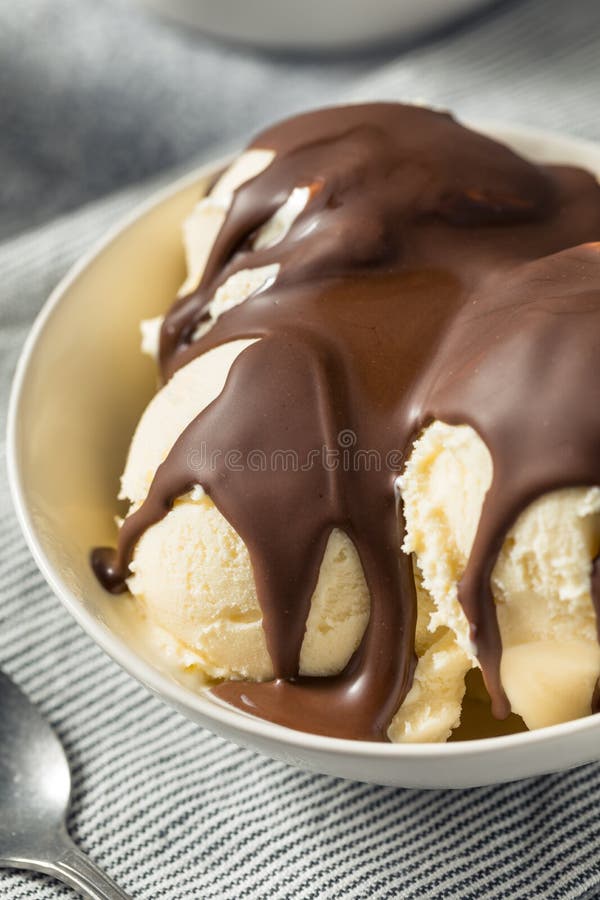 Sweet Hard Chocolate Shell Ice Cream Sundae Stock Image - Image of ...