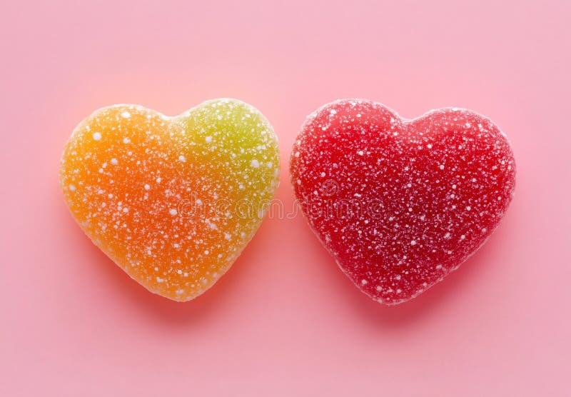 Sweet Heart Shaped Gummies Candy on Pink Background High Quality Image ...