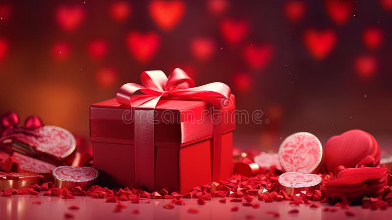 Sweet Hearts and Sweets in Red Packaging Stock Illustration ...