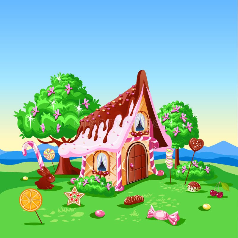 Sweet home in candy land stock vector. Illustration of cartoon - 254913349