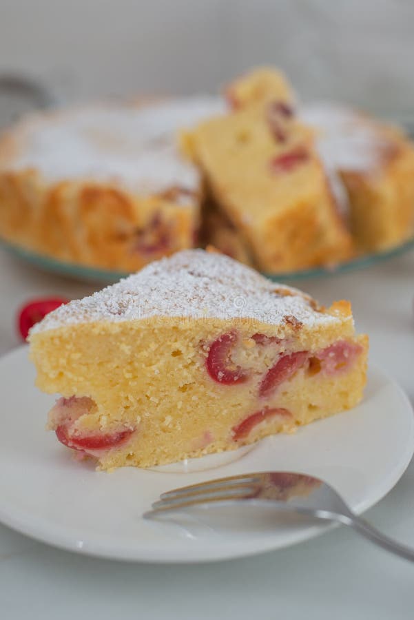 Sweet Home Made Cherry Vanilla Ricotta Cake Stock Image - Image of ...