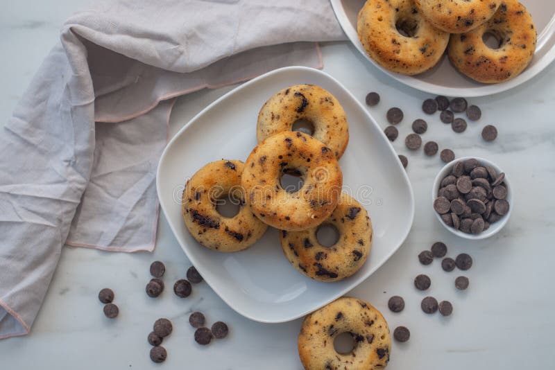 Sweet Home Made Chocolate Chip Donuts Stock Photo - Image of sweet ...