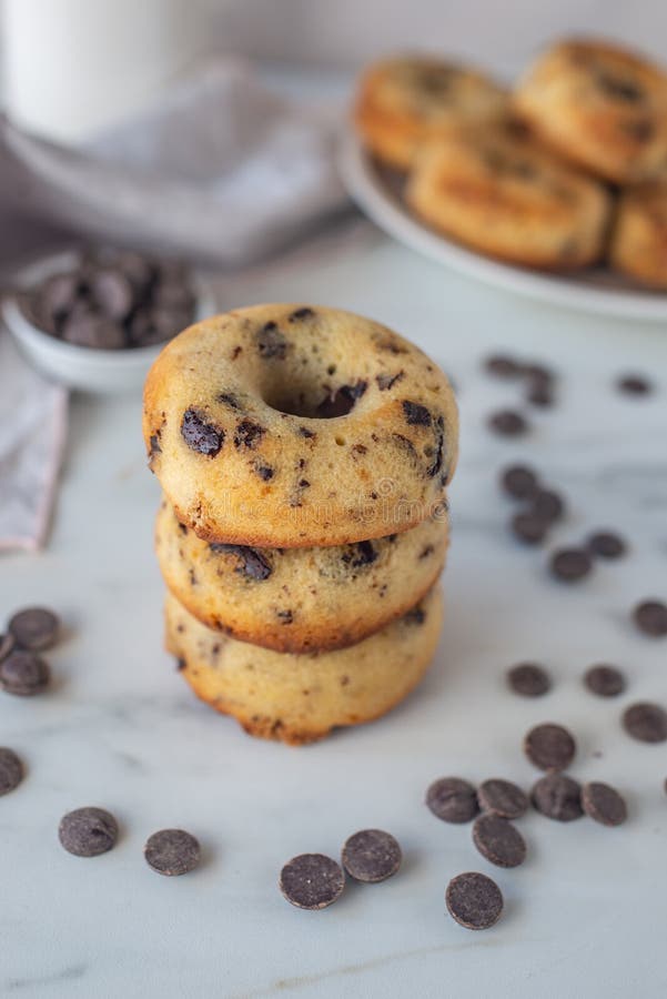 Sweet Home Made Chocolate Chip Donuts Stock Photo - Image of cafe, chip ...
