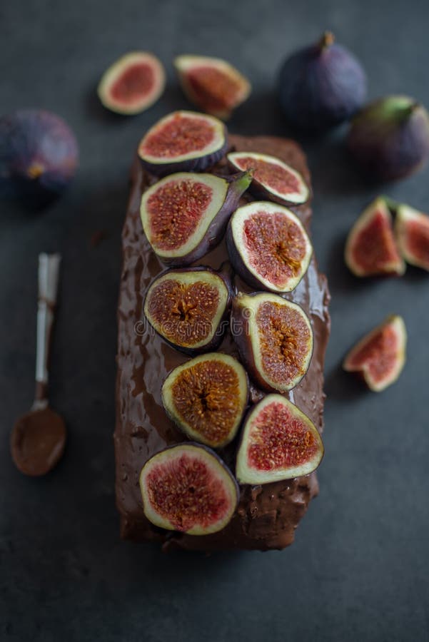 Sweet Home Made Chocolate Fig Cake on a Table Stock Image - Image of ...