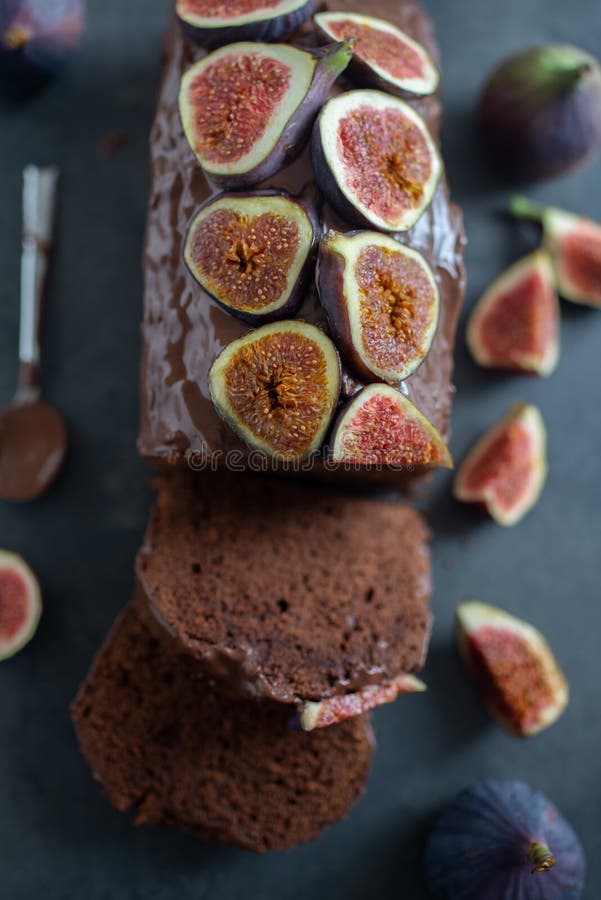 Sweet Home Made Chocolate Fig Cake on a Table Stock Image - Image of ...