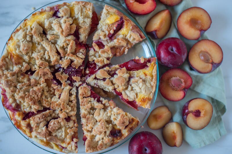 Sweet Home Made German Plum Cake with Streusel Stock Image - Image of ...