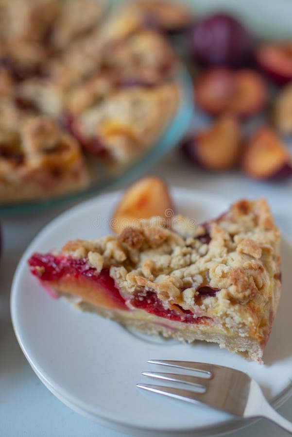 Sweet Home Made German Plum Cake with Streusel Stock Image - Image of ...