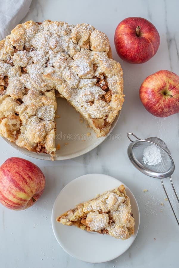 Sweet Home Made Vanilla Apple Pie with Red Apples Stock Image - Image ...