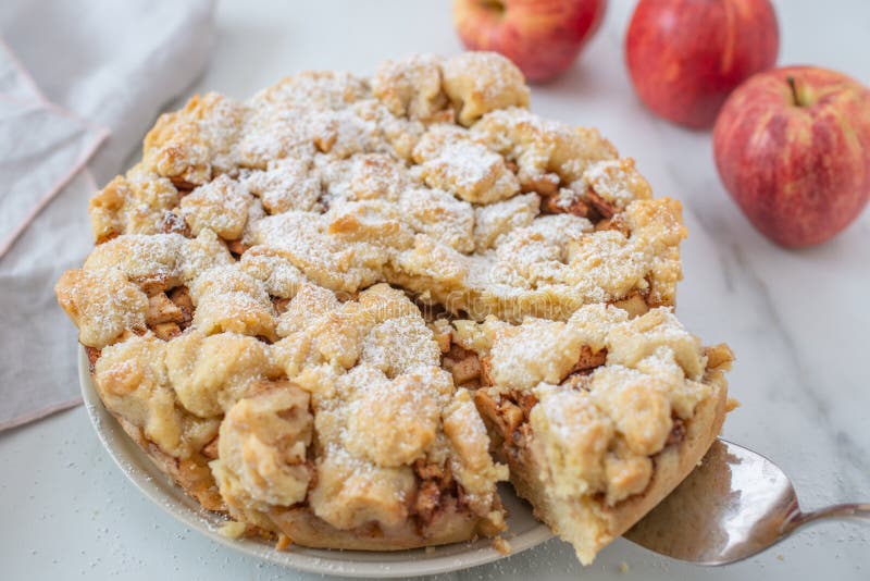 Sweet Home Made Vanilla Apple Pie with Red Apples Stock Photo - Image ...