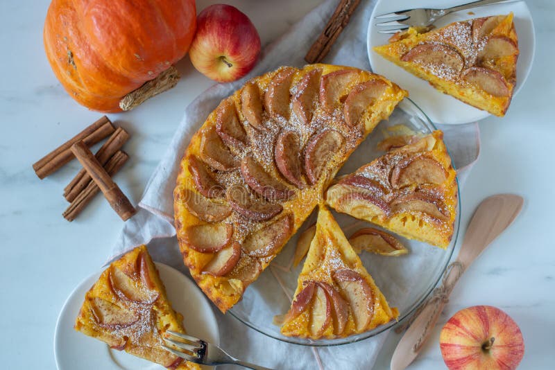 Sweet Home Made Pumpkin Apple Pie on a Table Stock Image - Image of ...