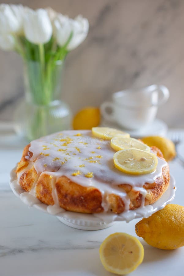 Yellow Lemon Cake with Icing Stock Photo - Image of beautiful, health ...