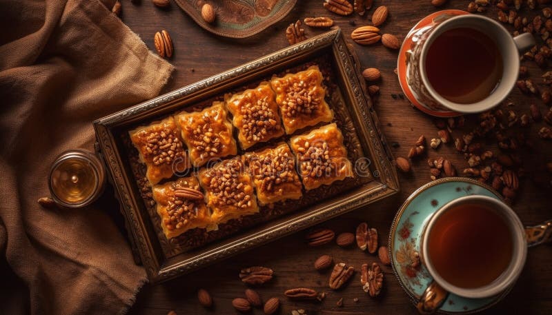 Sweet Homemade Dessert on Rustic Wooden Table Generated by AI Stock ...