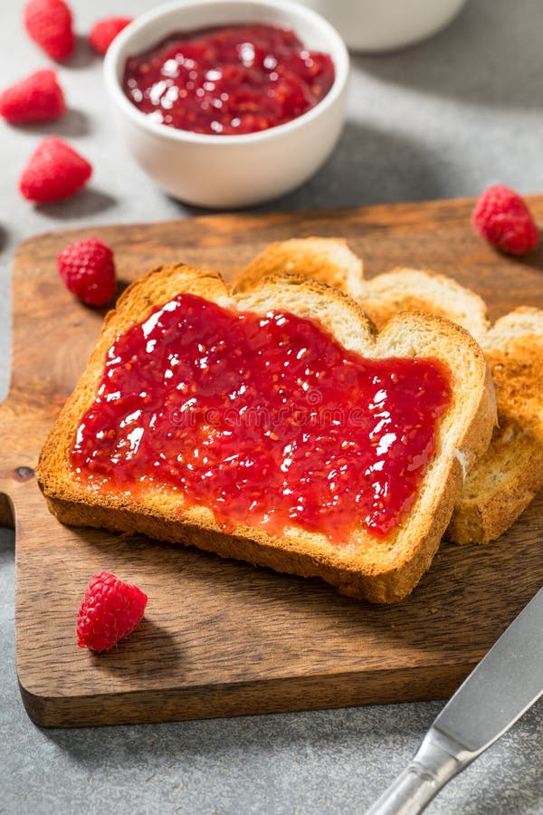 Sweet Homemade Raspberry Jam Jelly on Toast Stock Image - Image of ...