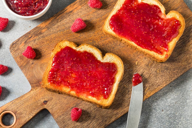Sweet Homemade Raspberry Jam Jelly on Toast Stock Image - Image of ...