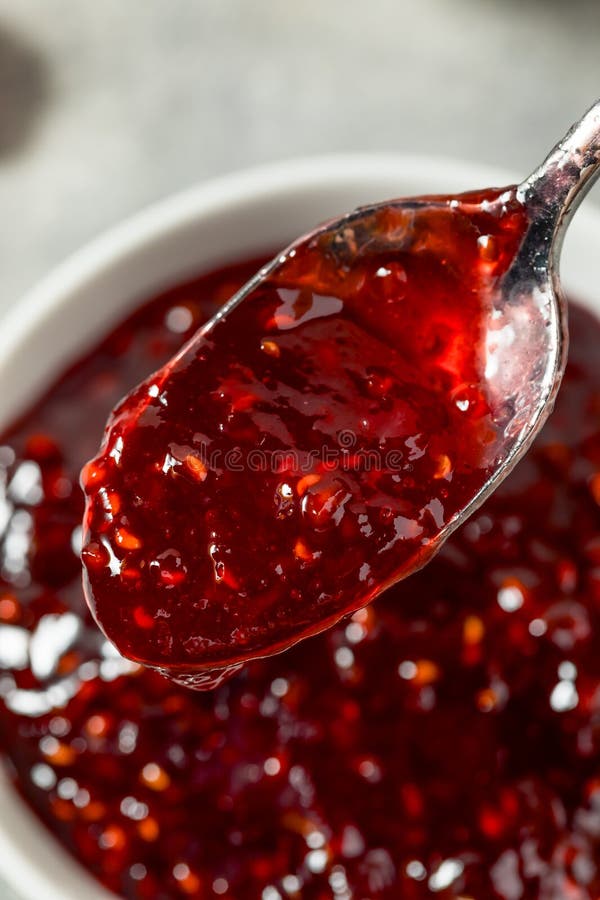 Sweet Homemade Red Raspberry Jam Preserves Stock Photo - Image of ...