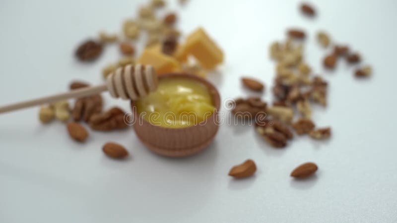 Sweet Honey and Nuts, Isolated on White Background Stock Image - Image ...