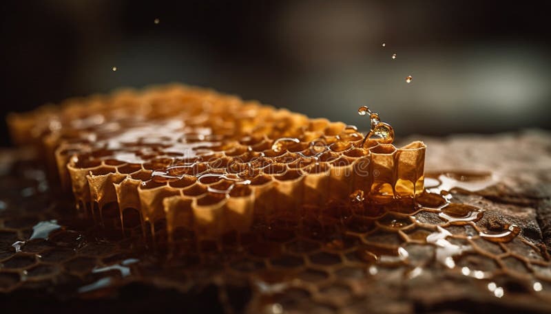 Sweet Honeycomb Pattern in Nature Hexagon Shape, Buzzing with Bees ...