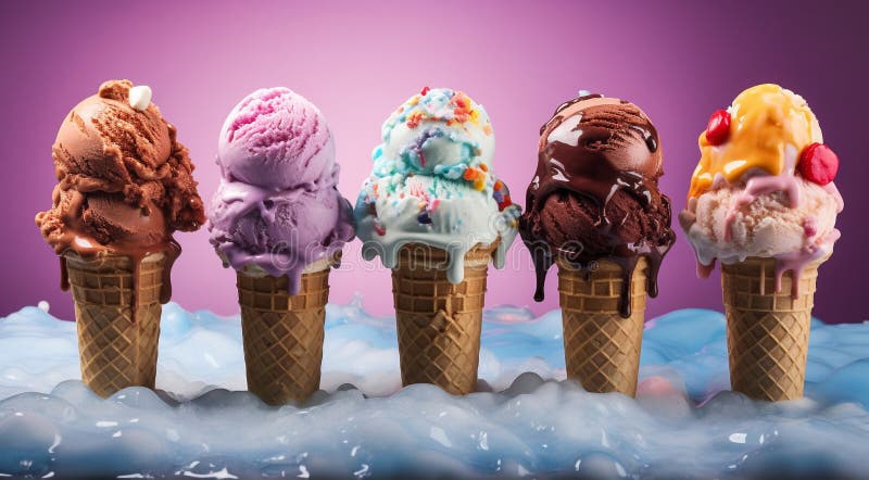 Sweet Ice Cream on Abstract Background, Colored Delicious Ice Cream on ...