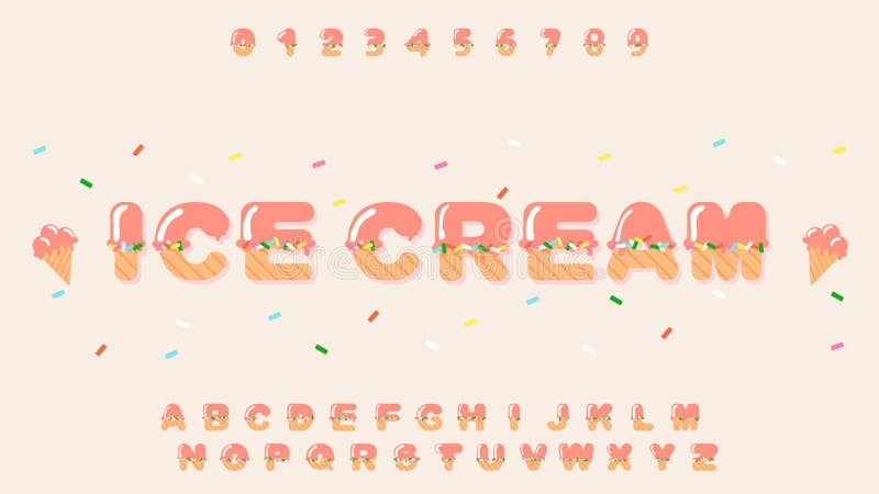 Sweet Ice Cream Alphabet in Cartoon Style for Kid Stock Vector ...